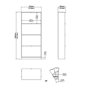 Pemberly Row Modern 4 Drawer Shoe Cabinet, 24-Pair Shoe Rack Storage Organizer in Black Matte