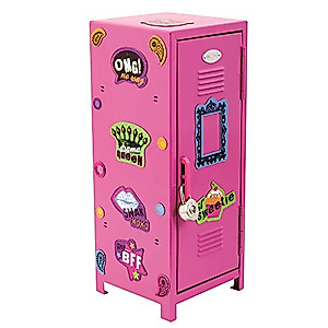 Schylling Girls Talk Pink Mini Locker - 11.25" Decorative Metal Storage Locker with 17 Mix-and-Match Magnets, Lock, and Keys - Ages 4-12