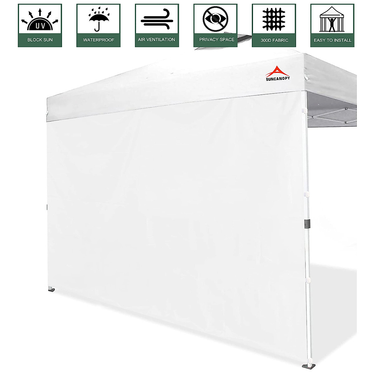 EMSCANOPY SunWall for 12x12 Canopy Frame, 3 Pack Sidewall Only, (White)