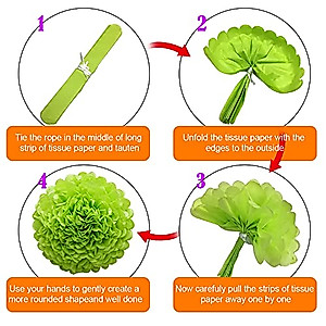 Party Decoration, Hanging Paper Fans Pom Poms Flowers Birthday Parties Baby Showers Wedding (Green)