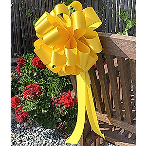 Big Decorative Yellow Pull Bows with Long Tails - 9" Wide, Set of 6, Easter, Support Our Troops Ribbon, Christmas, Thanksgiving, Birthday, Summer Decor, Fundraiser, Office, Classroom, Party, Wedding