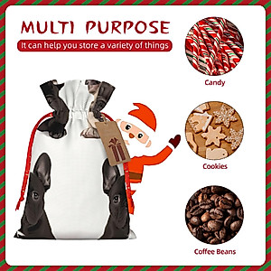 RLDOBOFE Christmas Gift Bags With Drawstring french bulldog Christmas Burlap Gift Bag Christmas Drawstring Bag for Halloween Xmas Candy Bags Reusable Xmas Present Bags for Party Decorations Holiday