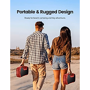 IPX7 Waterproof Bluetooth Speaker, 40W Portable Wireless Speaker, 32H Playtime, Stereo Loud Sound, Deep Bass, Outdoor Speaker with Handle, Bluetooth 5.0, Built-in Mic for Camping,Party,Pool,Beach-Red