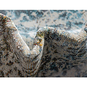 Unique Loom Baracoa Collection Area Rug - Panamericana (5' 5" x 8' Rectangle, Cream/ Blue)