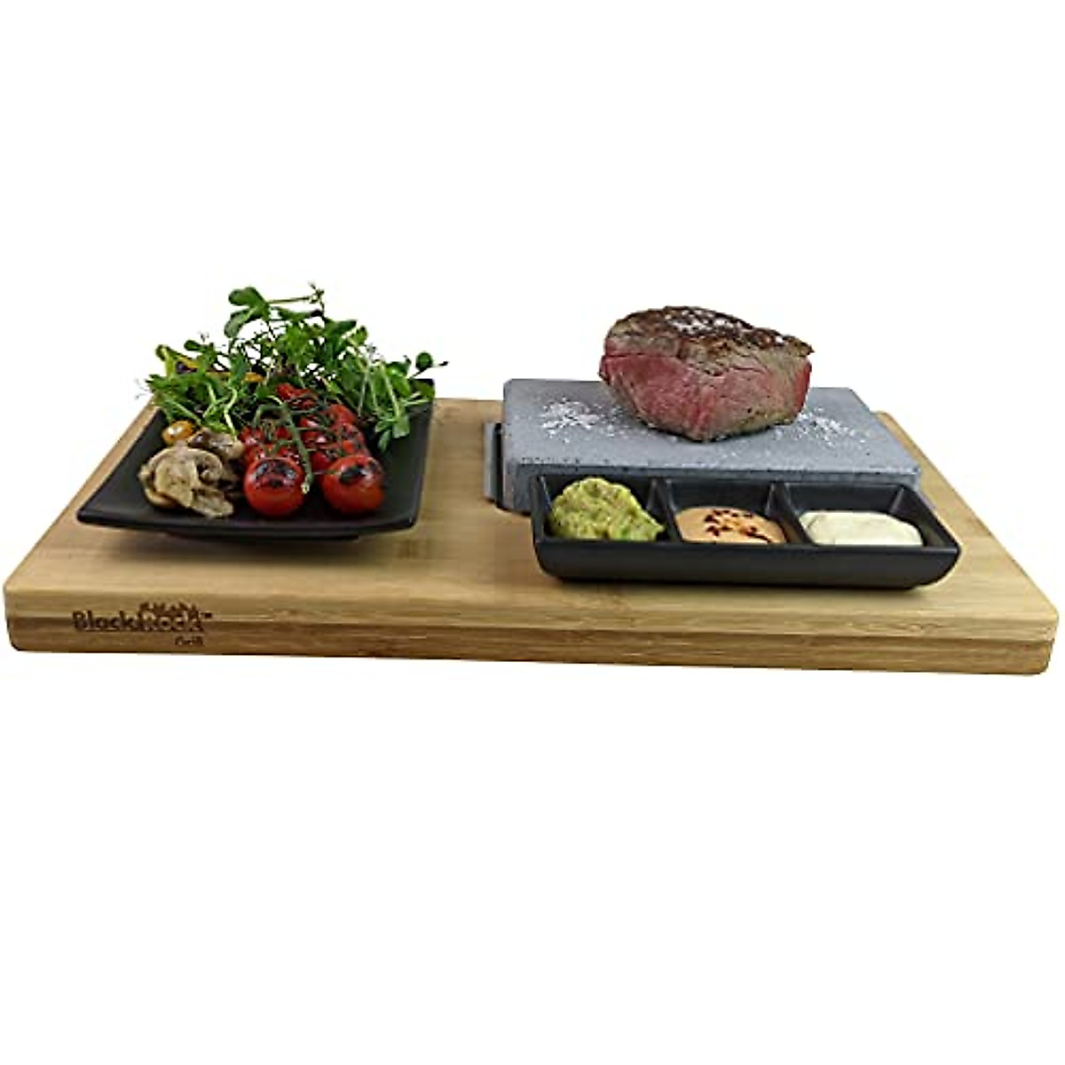Black Rock Grill Cooking Stone for Steak, Lava Stone Grill, Hot Steak on a Stone Cooking Set