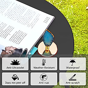 juserox Outdoor Table Small Patio Side Table, Round Metal Side Table, Weatherproof, Portable, Outdoor End Table for Garden, Balcony, Yard (Black)