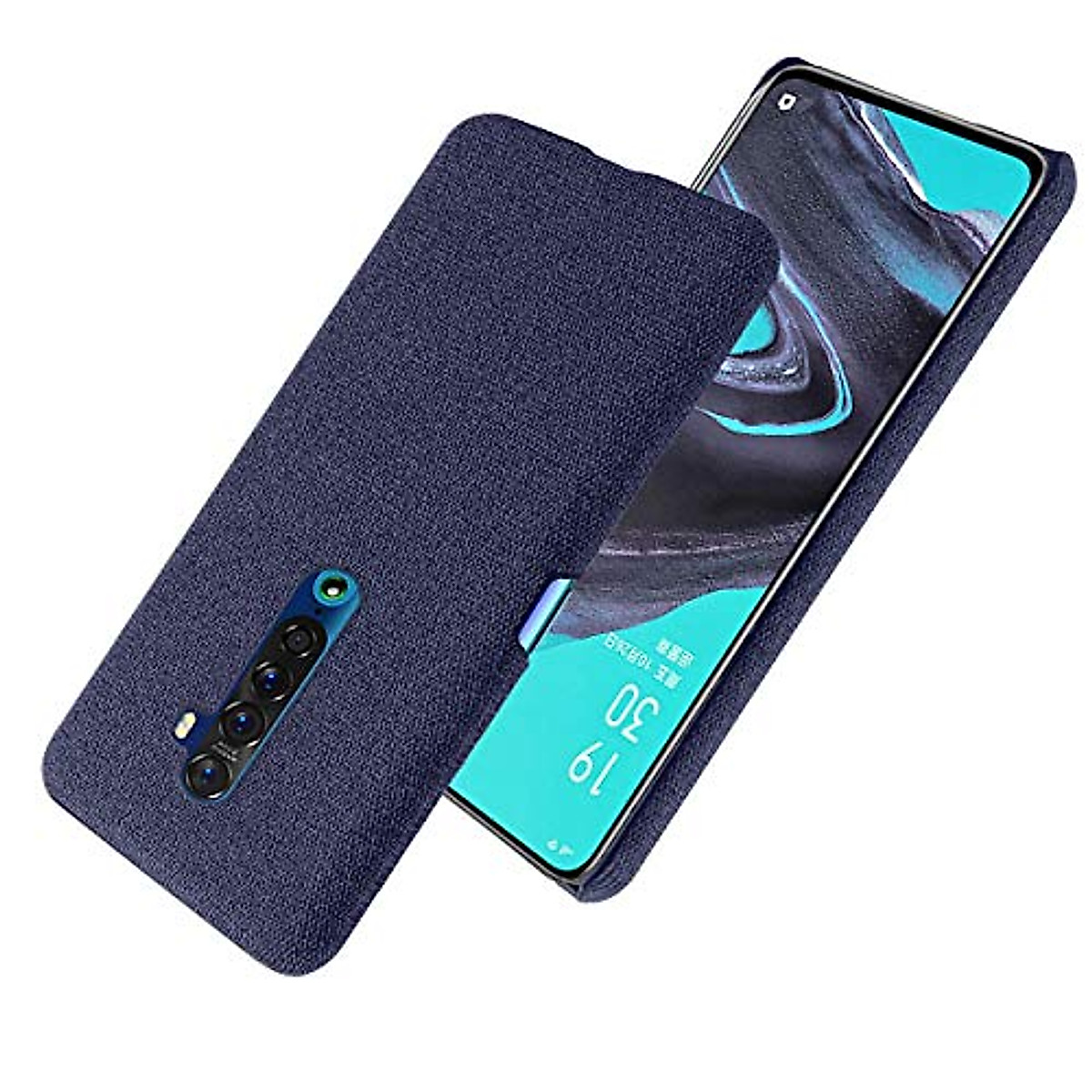 Grandcase Oppo Reno2 Case,Ultra-Thin Felt Cloth Anti-Fingerprint Shock Absorber Protective Cover for Oppo Reno2 6.5" -Blue