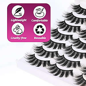 Veleasha Lashes 3D Faux Mink Lashes Fluffy False Eyelashes Natural Look 14 Pairs Lashes Pack Luxury Wispy Fake Eyelashes (3D07)