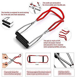 Jar Lifter tongs and Canning Rack Set with Canning Funnel,Stainless Steel Funnel Kitchen Jar Funnel Jar Lifter Tongs and Anti-Slip Canning Jar Lifter