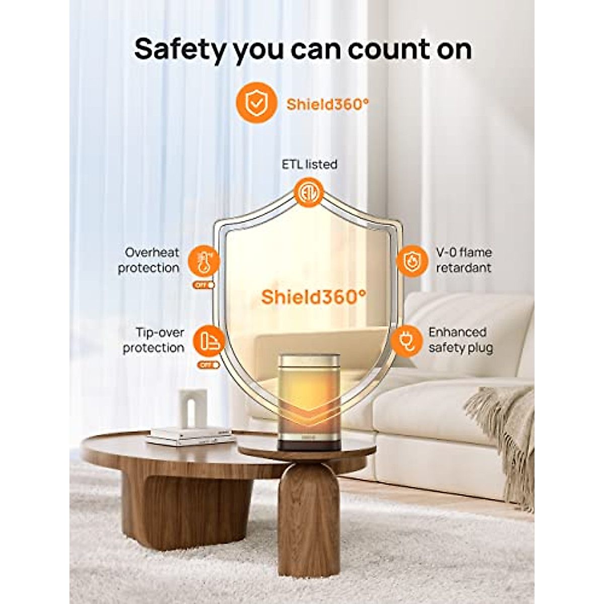 Dreo Space Heater for Bathroom and Indoor, Portable Heater, 1500W Safe and Quiet PTC Ceramic Heater, 40-95°F Digital Thermostat, 70°Oscillating, Remote, ALCI Safety Plug, 12h Timer, 5 Modes