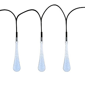 Pure Garden String Lights – Set of 2 30 Bulb Solar Power Outdoor LED Décor Tear Drop Lighting with 8 Modes and Rechargeable Battery (Cool White)