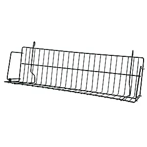 24 x 12 x 6 inch Black Downslope Shelf with 4 Inch Slanted Front Lip - for Wire Grid