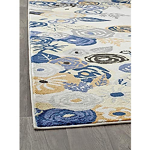 Rugs America Ivory & Multi Blooms Transitional Rug Royal Blossom Golden Ivory VA35D 5'0"X7'0" Area Rug