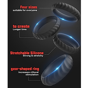 Dovelo Silicone Penis Rings kit, 4 Different Sizes Cock Rings for Men Sex Toy, Adult Sex Toys & Games