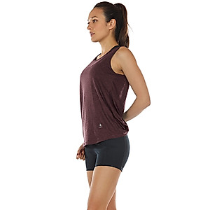 icyzone Workout Tank Tops for Women - Open Back Strappy Athletic Tanks, Yoga Tops, Gym Shirts (L, Burgundy)