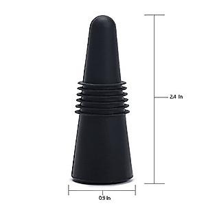 OHMAXHO Wine Stoppers (Set of 5), Silicone Wine Bottle stopper and Beverage Bottle Stoppers, Black