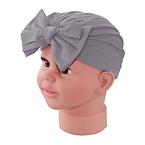 Bestjybt 6 Pcs Baby Turban Knot Hats Infant Toddler Hospital Hat Cotton Head Wrap (Big Bow) Multicolor