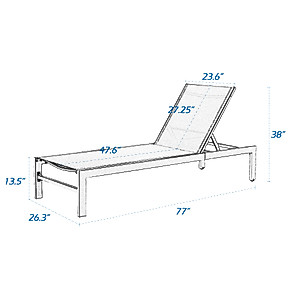 PATIO TREE 2 Pieces Patio Aluminum Chaise Lounges Outdoor Reclining Lounge Chairs with Adjustable Backrest，Navy