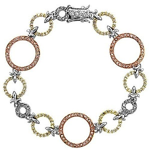 SUPER BINGO Jewelry gift 925 Silver Tri-Color 2.2ct Estate Link Bracelet, 7" mjkc-11663 - jewelry for the soul