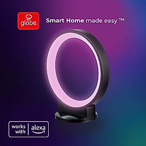 Globe Electric 50582 Works with Alexa Only Wi-Fi Smart Desk Lamp, Black, Voice Activated, Energy Star Certified, 9 Watts, Multicolor Changing RGB, Tunable White 2000K - 5000K, 630 Lumens, 90 CRI