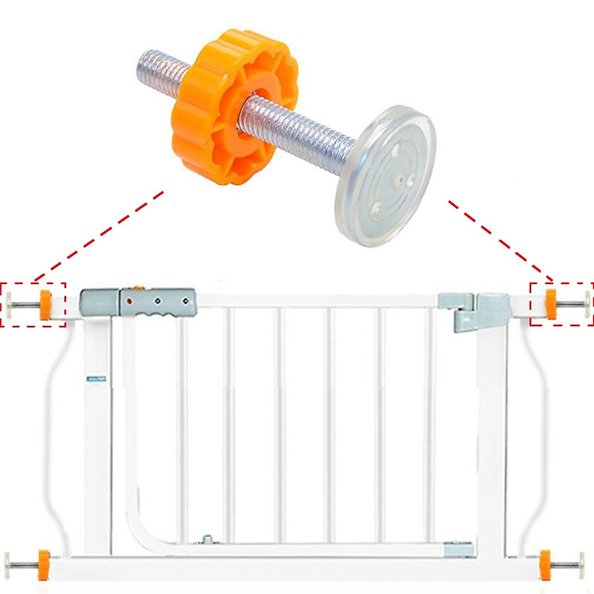 Eyech 4Pcs M10 Pressure Mounted Gate Screw Bolts, 10mm Threaded Spindle Rods Mounted Accessory for Walk Through Baby Safety Gates