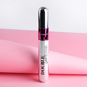 FARMASI Double Lash Extend Mascara, Eyelash Lengthening Applicator, Natural Lengthening and Thickening Effect No Clumping, Buildable, Defining, Curling, 0.41 fl. Oz / 12 ml (Black)