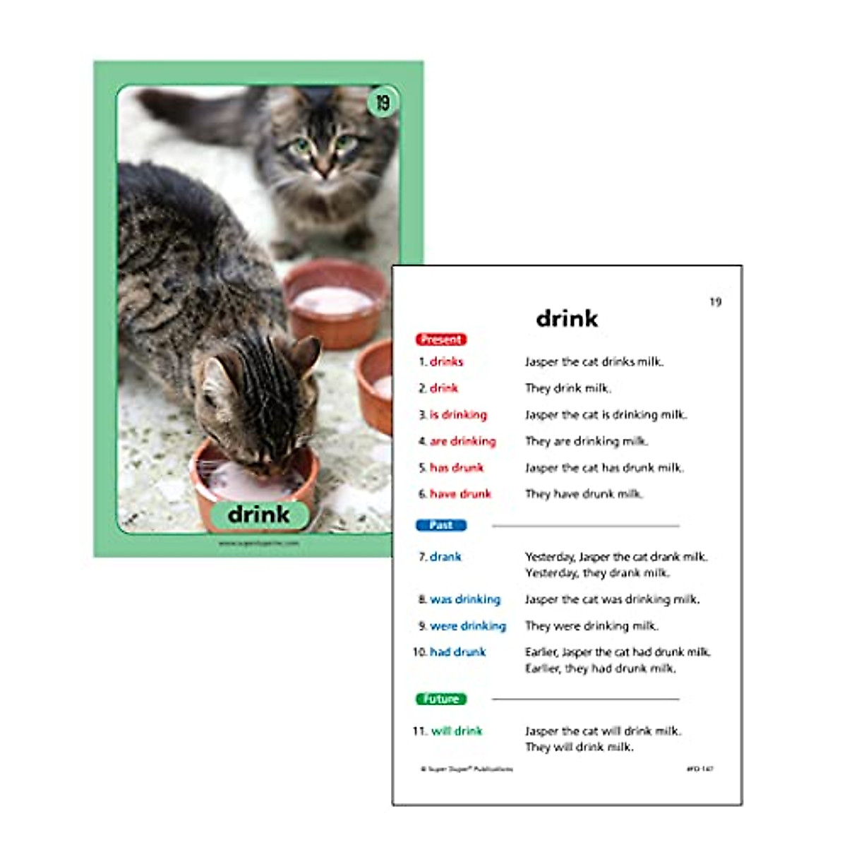 Super Duper Publications | Irregular Verbs in Sentences Photo Fun Deck Flash Cards | Educational Learning Resource for Children