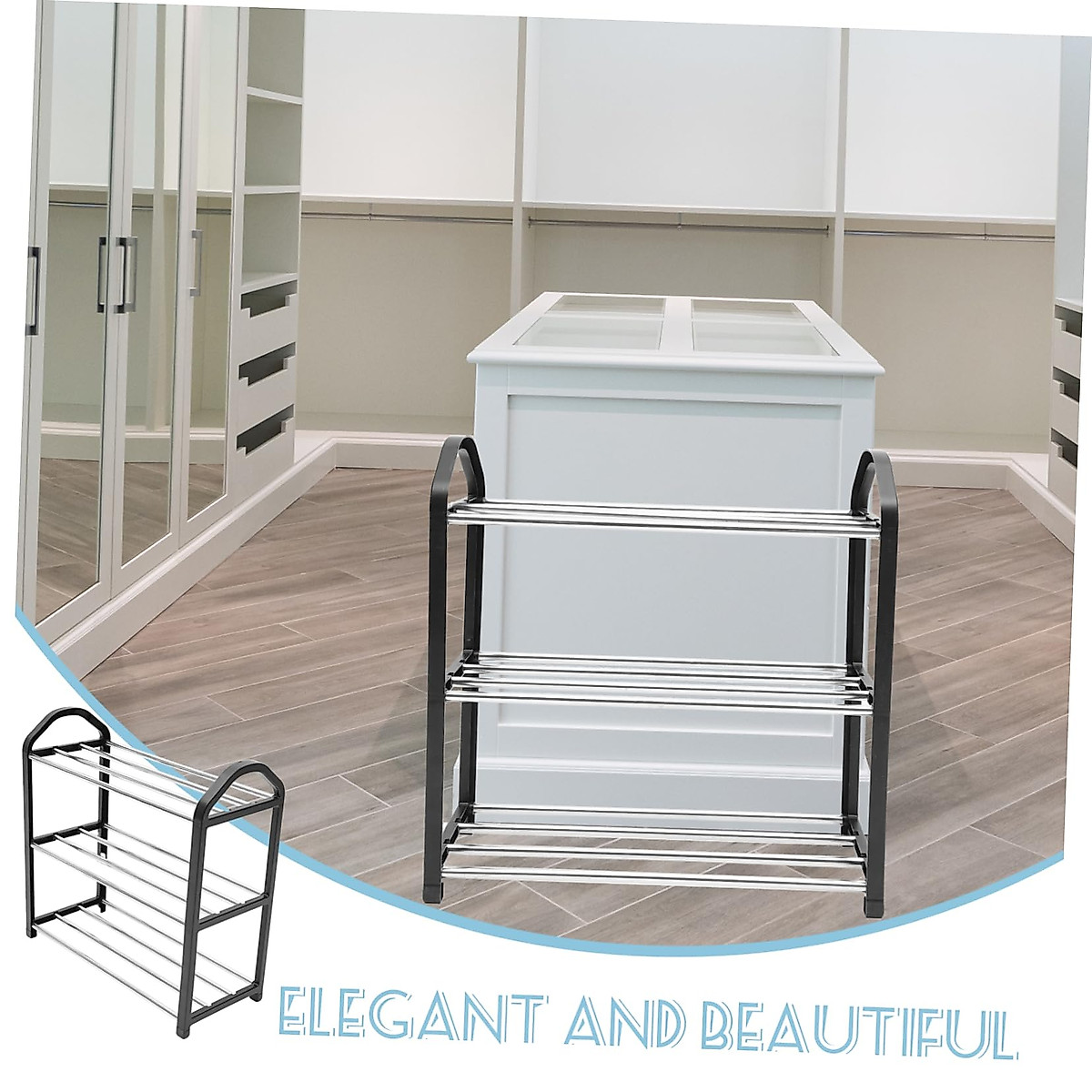 Alipis Shoe Rack Shoe Storage Organizer Freestanding Shoe Cabinet Shoe Shelf Shoe Holder Shoe Stand Metal Organizer Shelf Three-Layer Shoe Storage Rack Stainless Steel Storage Bag Plastic