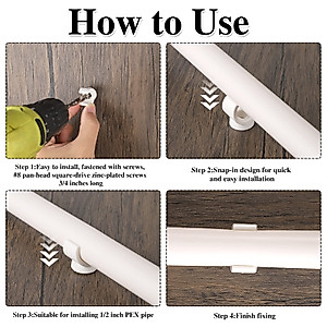 50 Packs 1/2 Inch PEX Clips, 16 mm Pipe Clamp Pipe Holder PEX Tubing Clamps PVC Water Pipe Support Hangers U-Hook Plastic Pipe Clamp Tools, White