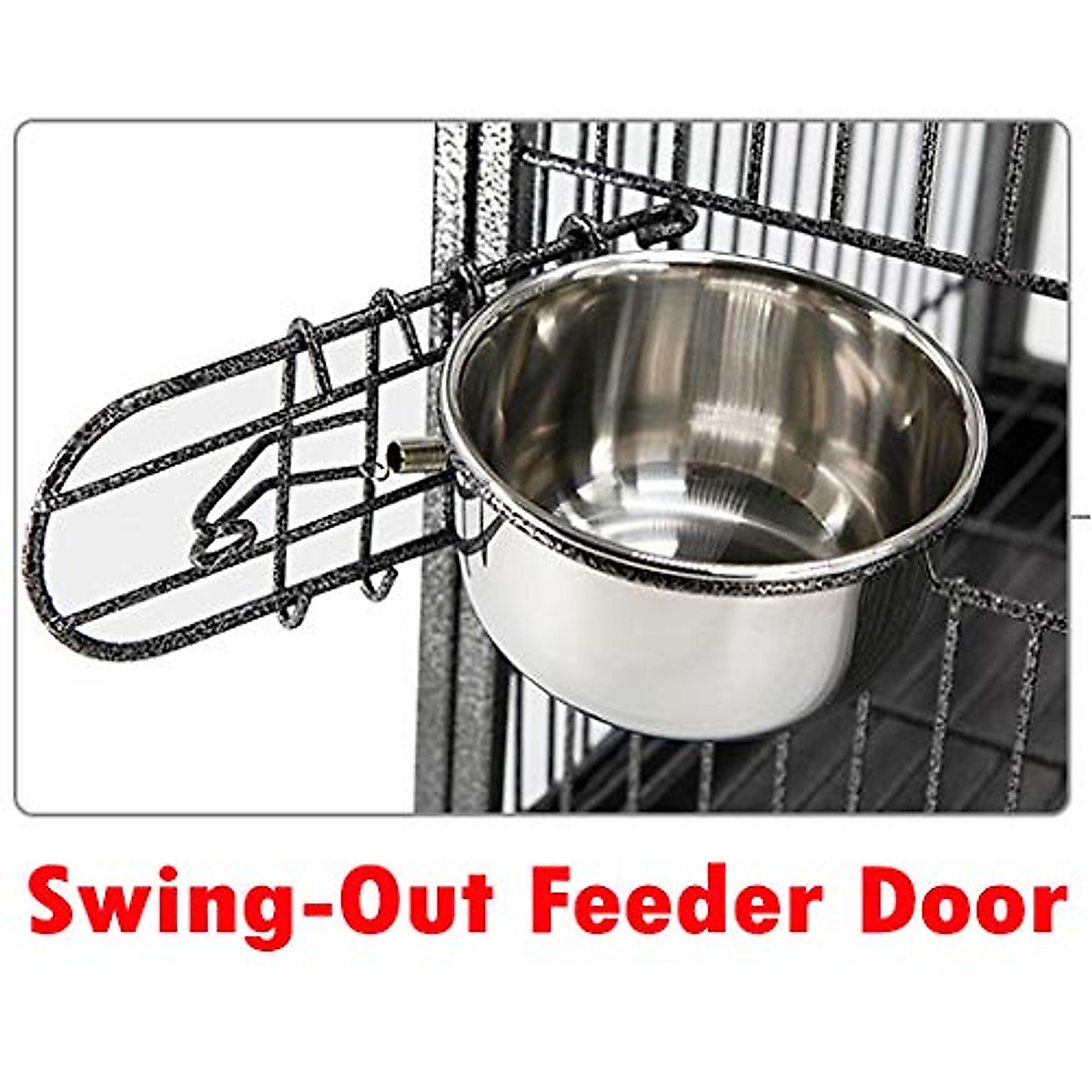 Portable Heavy Duty Travel Bird Parrot Carrier Cage Feeding Bowl Play Stand with Handle