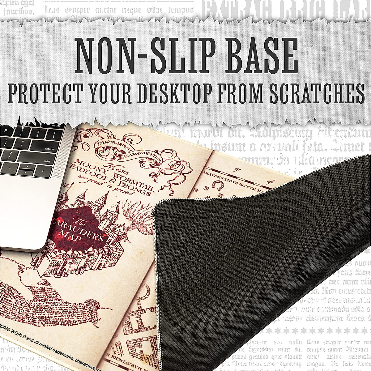 Paladone Harry Potter Marauders Map Large Gaming Mouse Pad for Desk Keyboard Mousepad Non-Slip