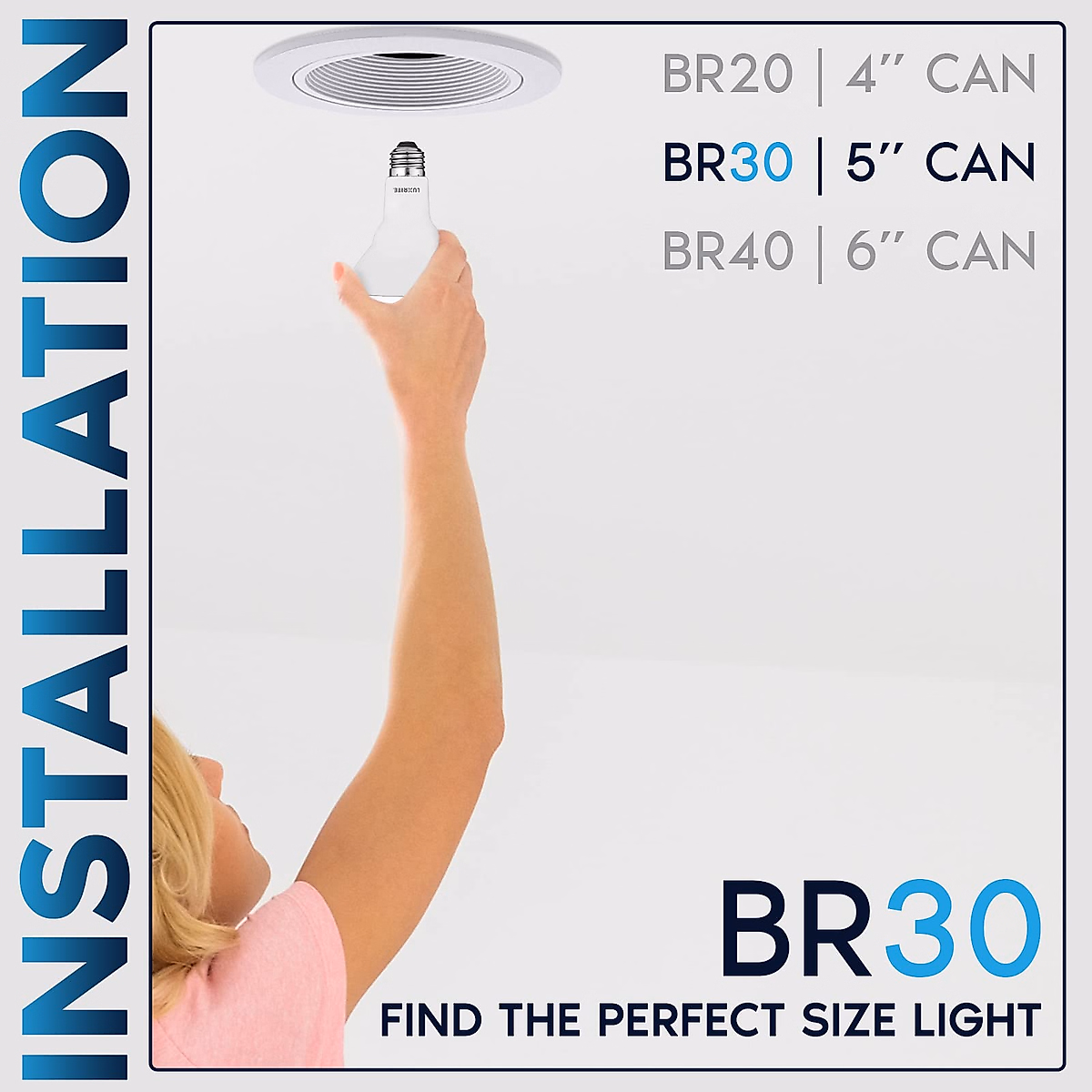 LUXRITE 4-Pack BR30 LED Bulb, 65W Equivalent, 6500K Daylight, Dimmable, 650 Lumens, LED Flood Light Bulbs, 8.5W, Energy Star, E26 Medium Base, Damp Rated, Indoor/Outdoor - Living Room and Kitchen