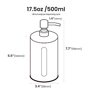 Zegeon black soap dispenser for kitchen & bathroom, dish soap dispenser with clear window, 304 black Stainless Steel Hand Soap Dispenser Pump, Rust-Proof Refillable Countertop Lotion Bottle