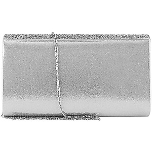 AYKDAS Purses & Totes, Evening Clutches & Crossbody Bags Flash Elegant Clutch, Gold, Silver, Pink (Black) Shiny Handbag (Color : Silver)