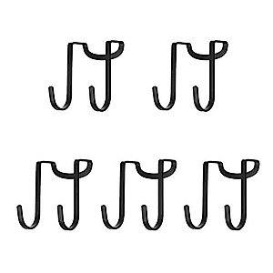 Dewell Multi-Use Over Cabinet Hook, 5 Pack, Stainless Steel, Over Door Double Hook for Drawer Cabinet, Closet, Fence, Kitchen and Bathroom, Black