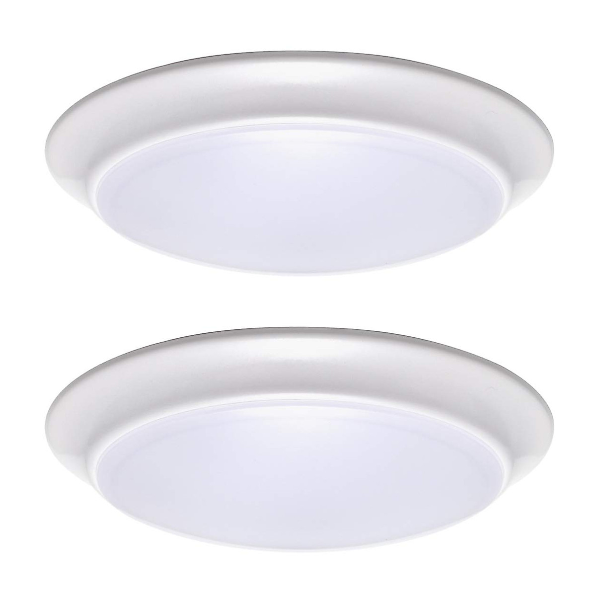 LIT-PaTH LED Flush Mount Ceiling Lighting Fixture, Dimmable 7 Inch 11.5W 900 Lumen, Aluminum Housing Plus PC Cover, Damp Location Rated for Bathroom, 5000K, 2-Pack