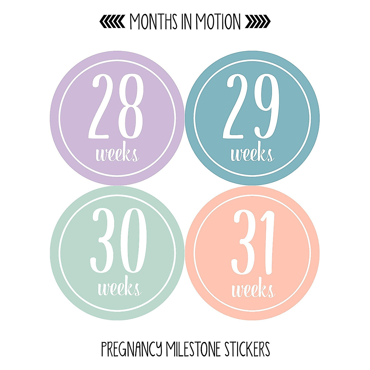 Months In Motion Pregnancy Weekly Belly Growth Stickers Pregnant Expecting Maternity Keepsake - Baby Bump - Large Set of 36 Weekly Photo Sticker