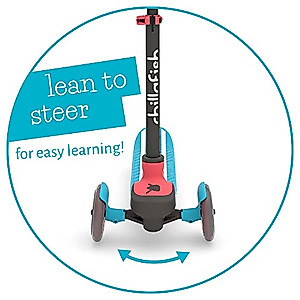 Chillafish Scotti 3-Wheel Lean-to-Steer Scooter with twintip Antislip Deck and Integrated Brake, Adjustable Height Handlebars, Comfy handgrips, for All Ages 3 and up, Red