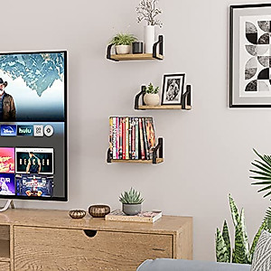 You Have Space 9" Prato Floating Shelves for Living Room Decor, Small Bookshelf Home Office Decor, Kitchen Organization & Bathroom Wall Shelves for Storage, Burnt, Set of 3