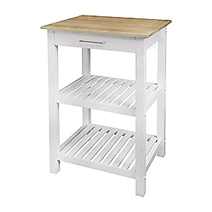 Casual Home Sunrise (Small) with Solid Harvest Hardwood Top Kitchen Island, 22.75"W, Natural&White
