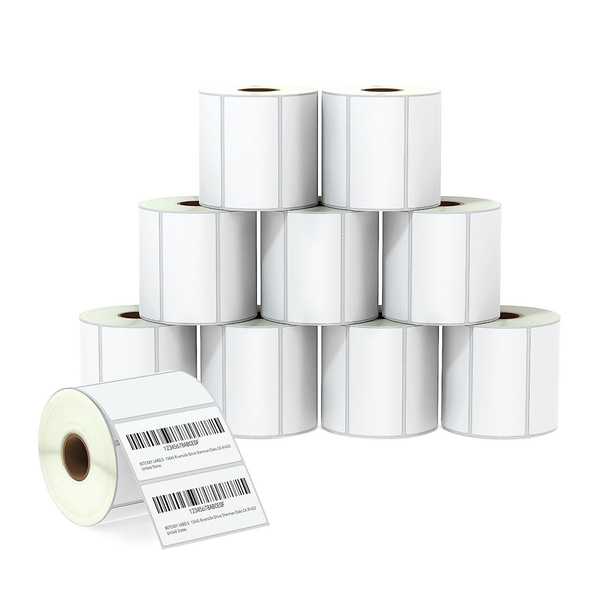 BETCKEY - 3" x 1.5" (76 mm x 38 mm) Barcode Shipping & Address Labels Compatible with Zebra & Rollo Label Printer,Premium Adhesive & Perforated [10 Rolls, 9500 Labels]