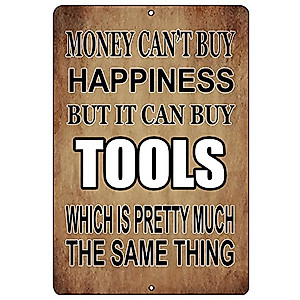 Rogue River Tactical Funny Mechanic Shop Metal Tin Sign Wall Decor Man Cave Bar Money Happiness Tools