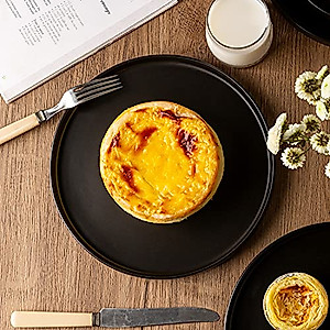 AmorArc Ceramic Plates Set of 6, Matte Glaze 8.0 Inch Dishes Set for Kitchen, Dessert,Salad,Appetizer, Small Dinner Plates, Microwave & Dishwasher Safe, Scratch Resistant, Matte Black