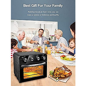 A/C 10-in-1 Air Fryer Oven, 24 QT large Convection Toaster Oven with Rotisserie and Dehydrator, 1700W Oil-free Cooking, 6 free Accessories & 75 Recipes, Black (FM-9015)