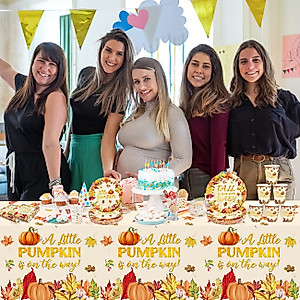 Little Pumpkin Baby Shower Decorations Set Serves 30, Little Pumpkin Baby Shower Plates and Napkins for Fall Theme Baby Shower Birthday Party Supplies