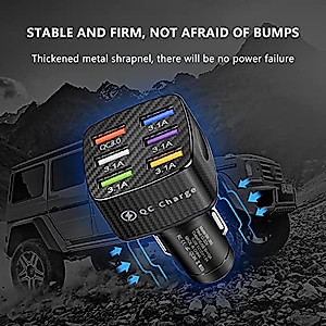 Car Charger Adapter,6 Ports USB QC3.0 Fast Car Charger QC3.0/3.1A,32V Upgraded Smart Shunt Car Phone Charger Compatible iPhone 14 13 12 Pro Max/All Smart Phones (Black)