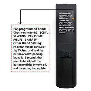 MYHGRC Universal Remote Control for Insignia/Sanyo/Sharp/Samsung/Sony/Hisense/Panasonic/Philips/Toshiba/LG Smart TVs and More Brands, Simple Set-up Required