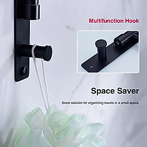 DIKUROOMS Swivel Towel Bars SUS 304 Stainless Steel 4-Arm for Bathroom Wall Mounted Swivel Towel Rack with Hooks Towel Hanger Space Saving Organizer Holder,Matte Black