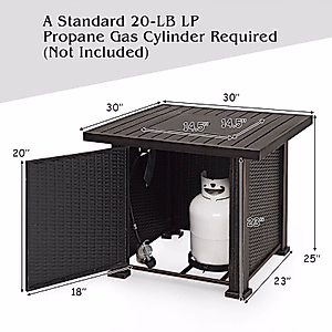 Giantex Gas Fire Pit Table, 30 Inch 50,000 BTU Auto-Ignition Propane Fire Pit Outdoor with Lid, Lava Rocks and Waterproof Cover, 2-in-1 Fire Table with CSA and ETL Certification (Brown)