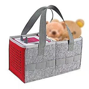 Carrying Case for Toniebox Starter Set, Storage Bag for Tonies Box with Elastic Bands for Tonies Figures Large Felt Cloth Portable Bag Carrying Bag for Tonies Characters and Audio Player, Red, 27